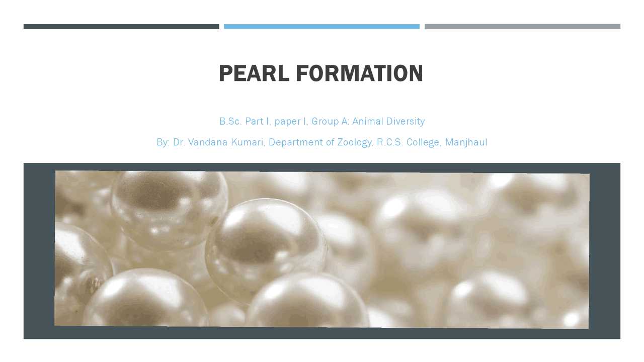 PEARL FORMATION | Study notes Zoology | Docsity