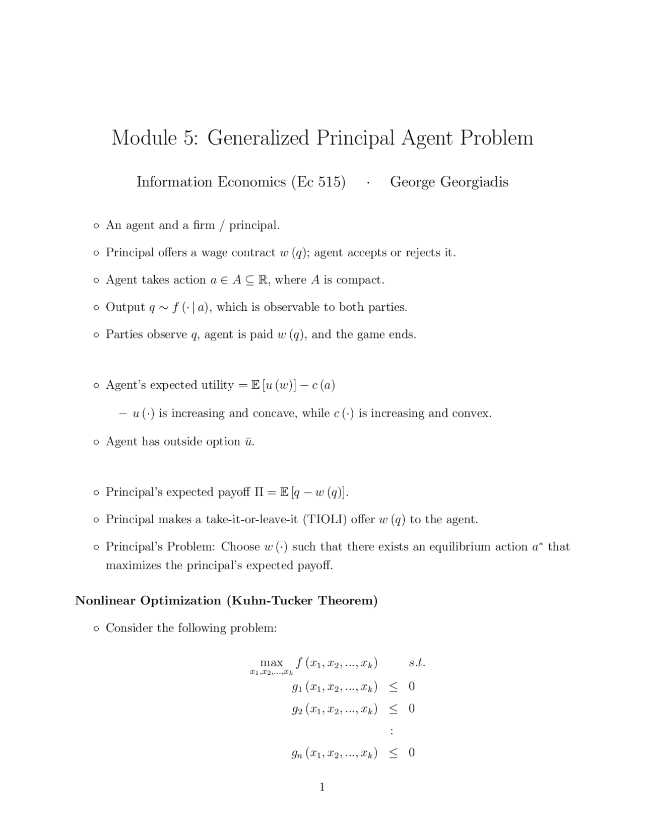 Module 5: Generalized Principal Agent Problem | Study notes Economics ...