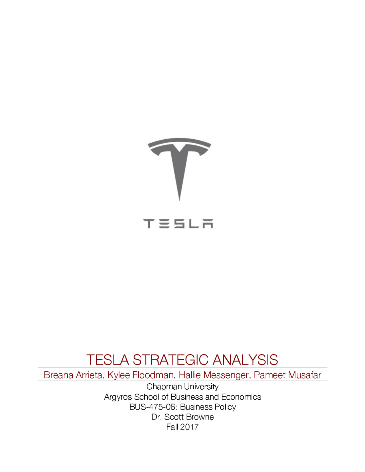 TESLA STRATEGIC ANALYSIS | Schemes and Mind Maps Technology | Docsity