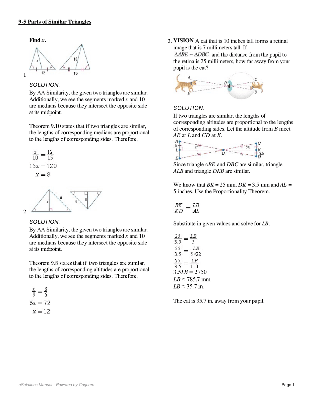 Theorems Relating to Similar Triangles: Medians, Altitudes, and Angle ...