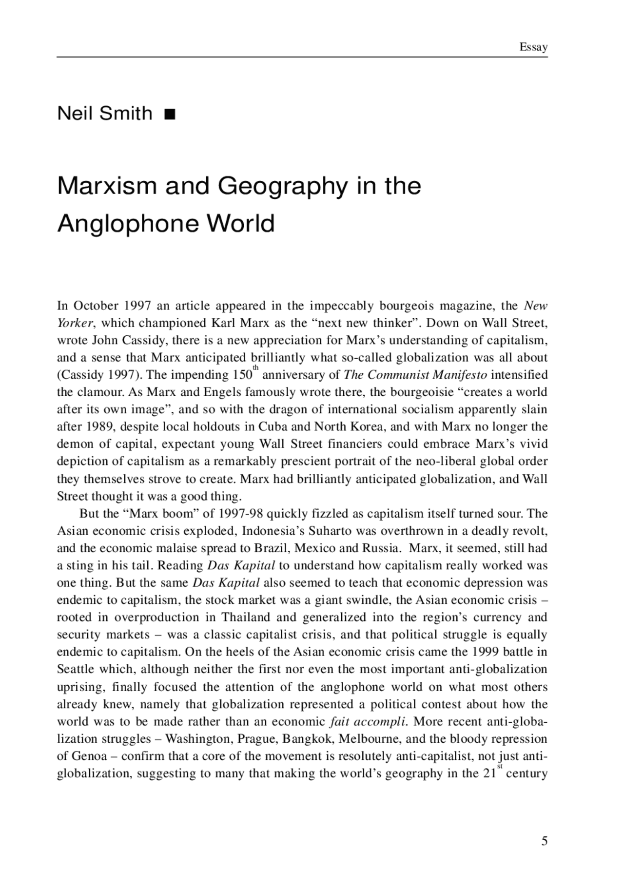 Marxism and Geography in the Anglophone World | Study notes Geography ...