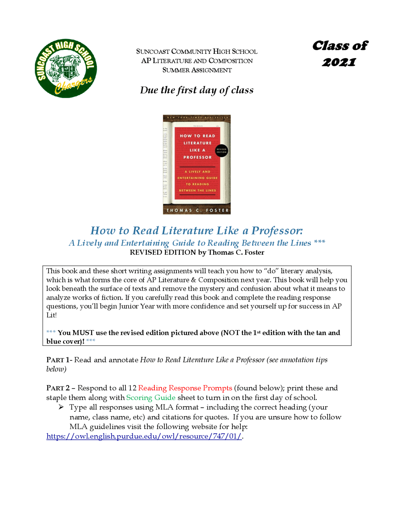 How to Read Literature Like a Professor: | Exams Literature | Docsity