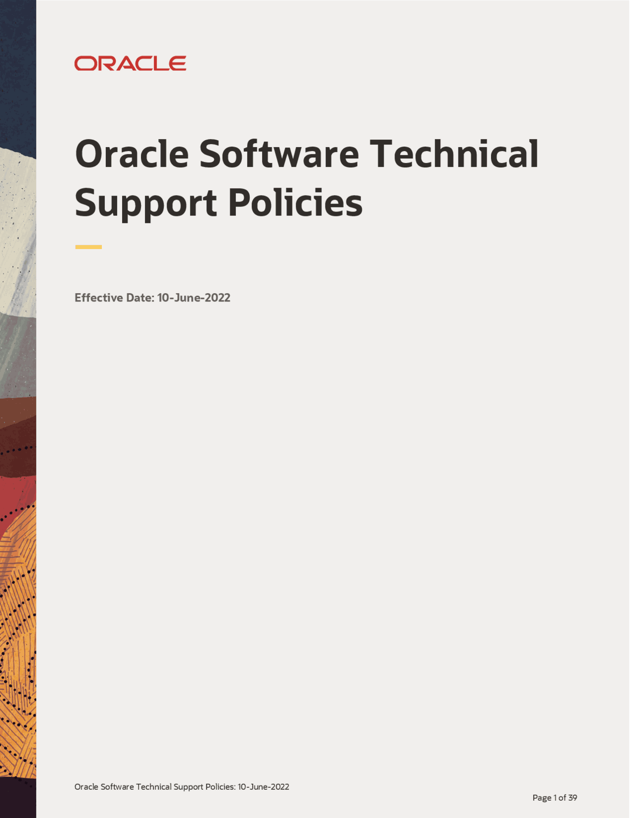 Oracle Software Technical Support Policies | Summaries Business | Docsity