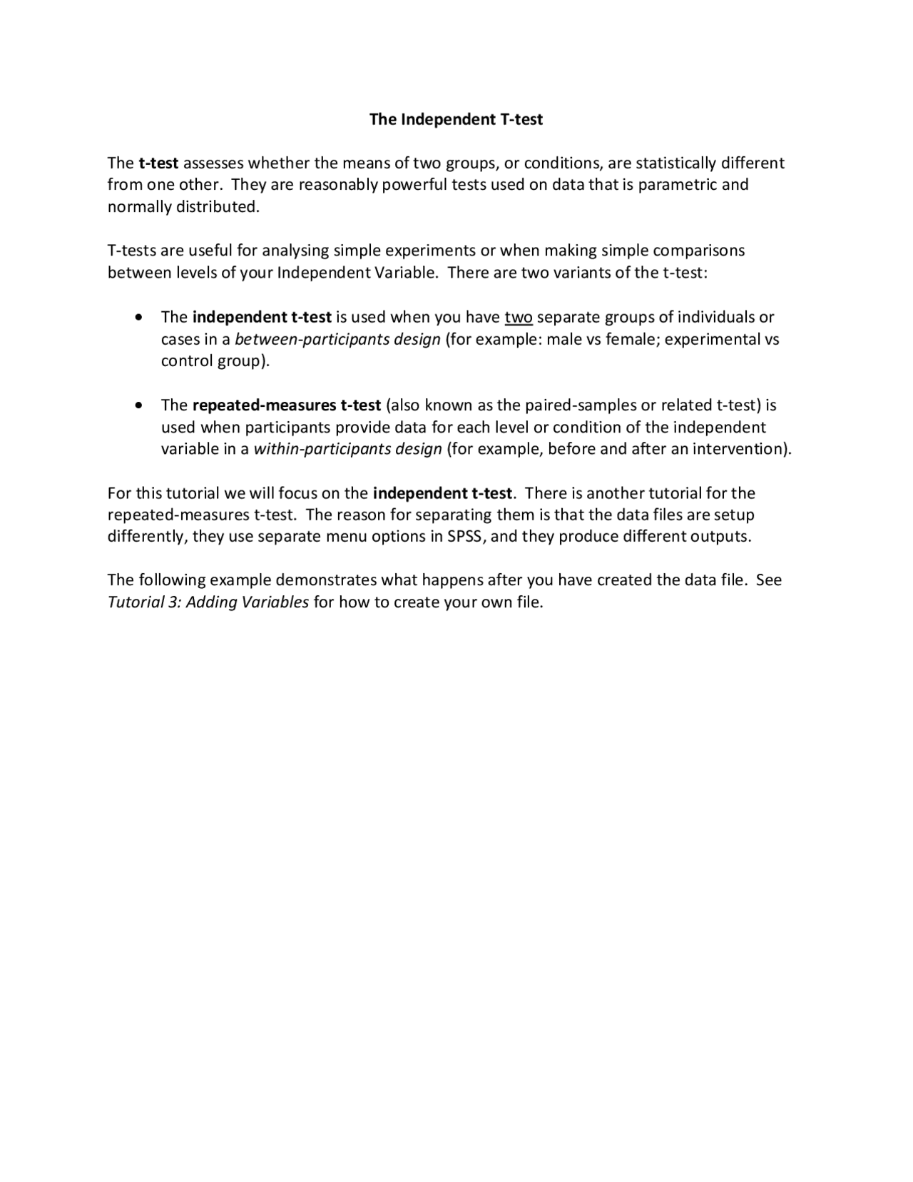 The Independent T-test | Schemes and Mind Maps Statistics | Docsity