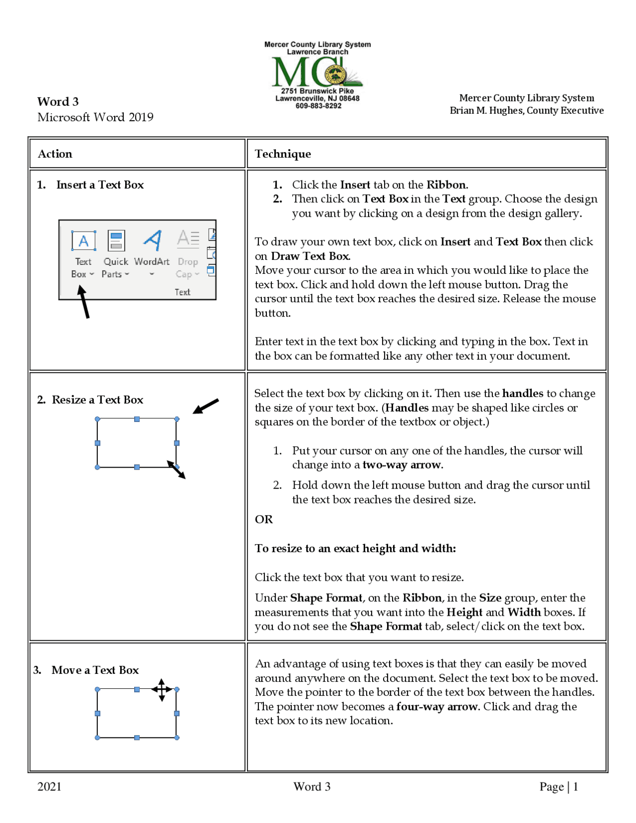 Microsoft Word 2019: Creating and Formatting Text Boxes, Tables, and Pictures | Exercises Design ...