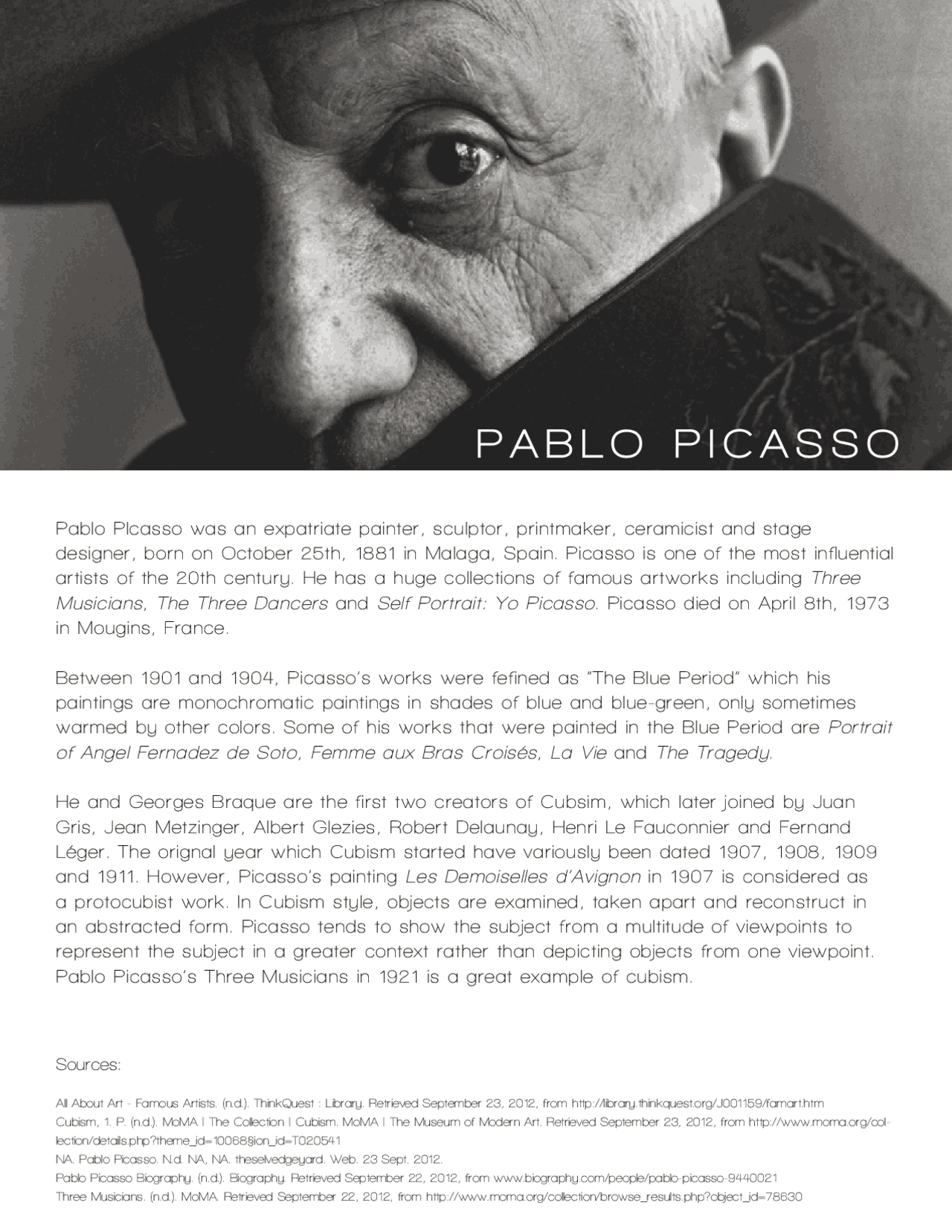 PABLO PICASSO | Study notes Art | Docsity