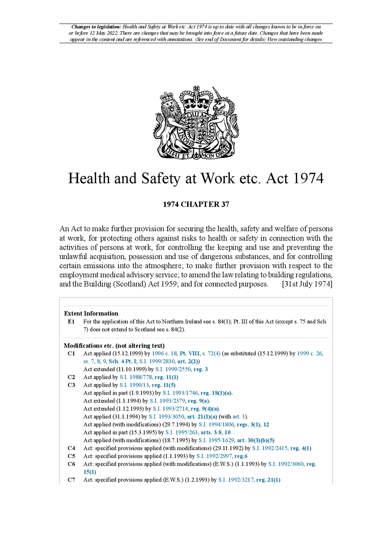 Health and Safety at Work, Etc. Act 1974 | Exams Natural Resources ...