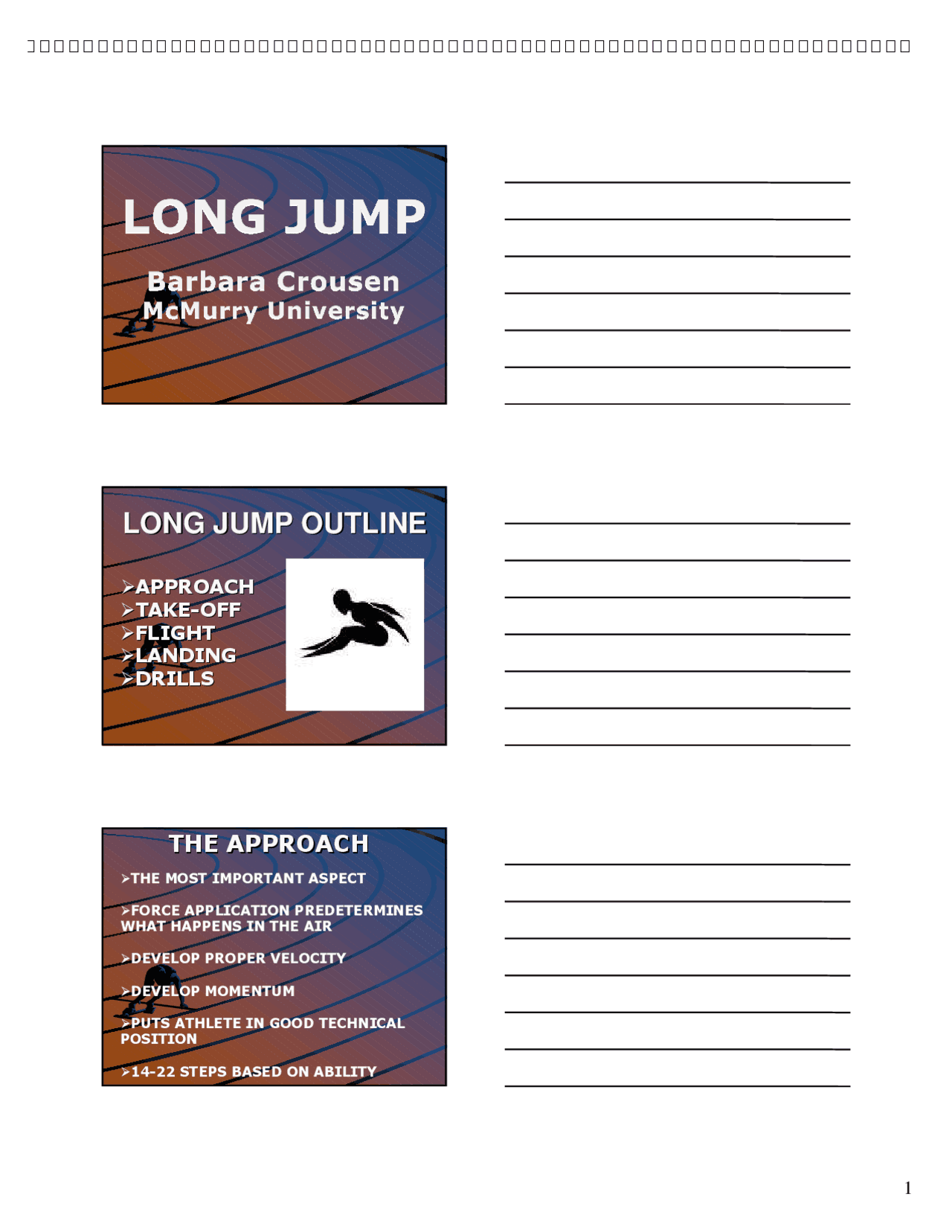 Long Jump Technique: Approach, Transition, and Landing | Lecture notes ...