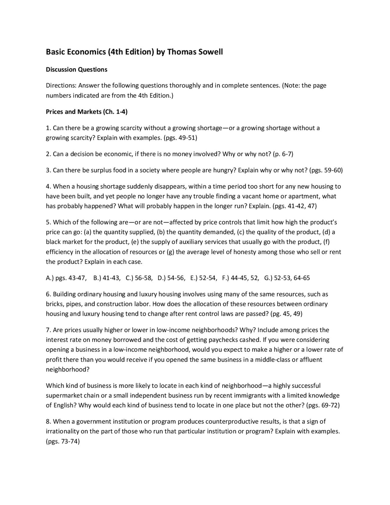 Basic Economics (4th Edition) by Thomas Sowell | Study notes Economics ...