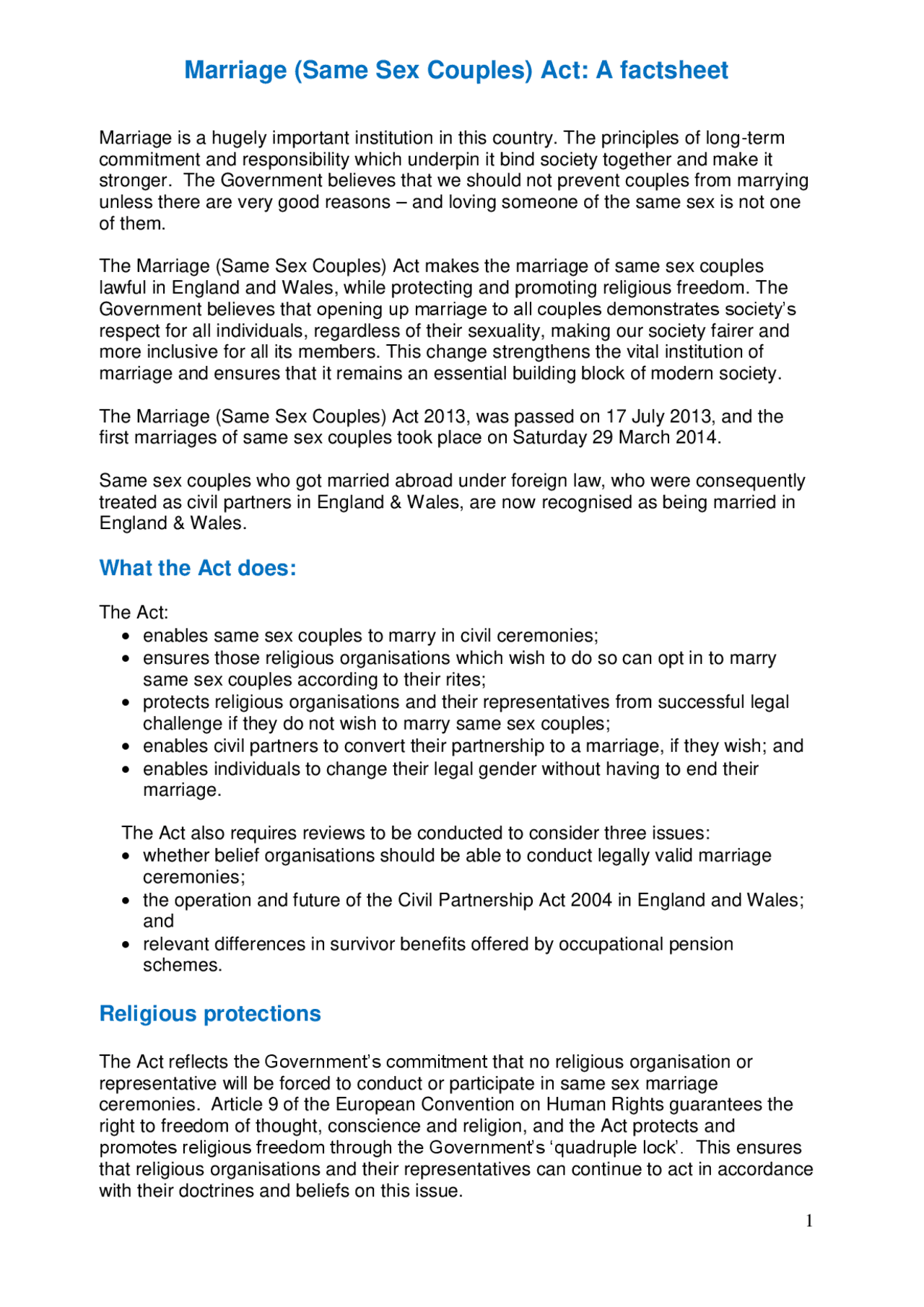 Marriage Equality in England and Wales: The Marriage (Same Sex Couples ...