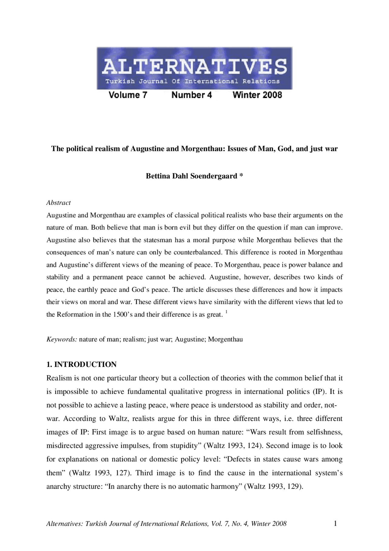 The political realism of Augustine and Morgenthau | Lecture notes ...