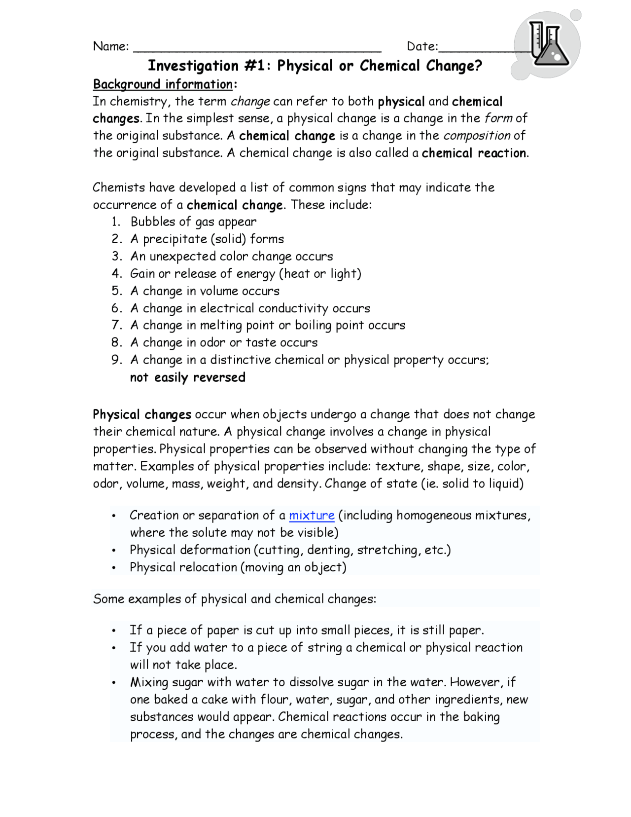Labs-Physical-or-Chemical-Change.pdf | Schemes and Mind Maps Chemistry ...