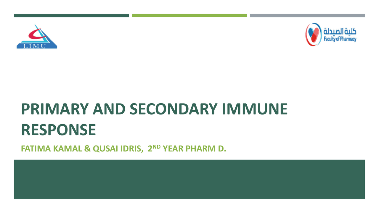 Primary And Secondary Immune Response Summaries Immunology Docsity