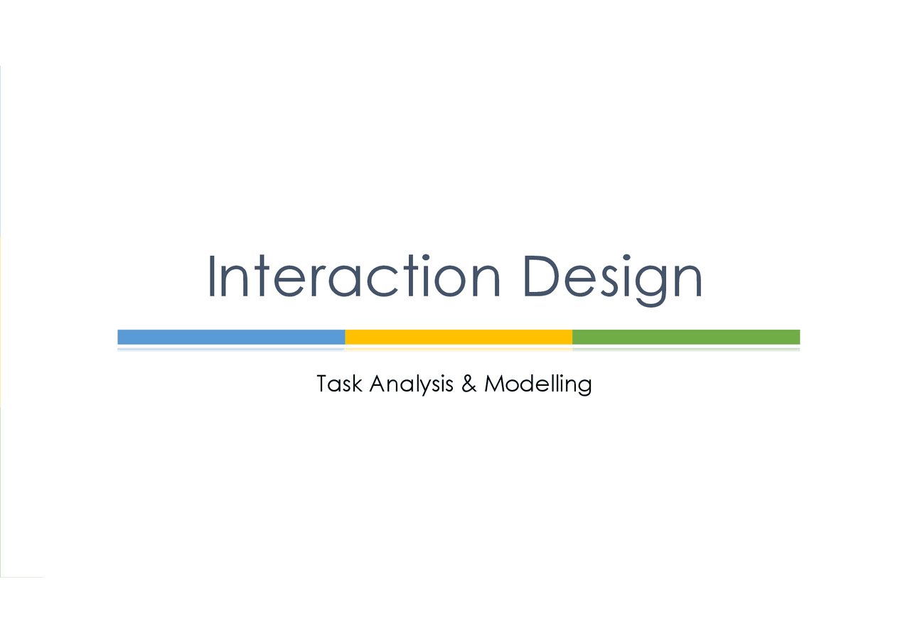 Task Analysis And Modelling Exercises Design Docsity