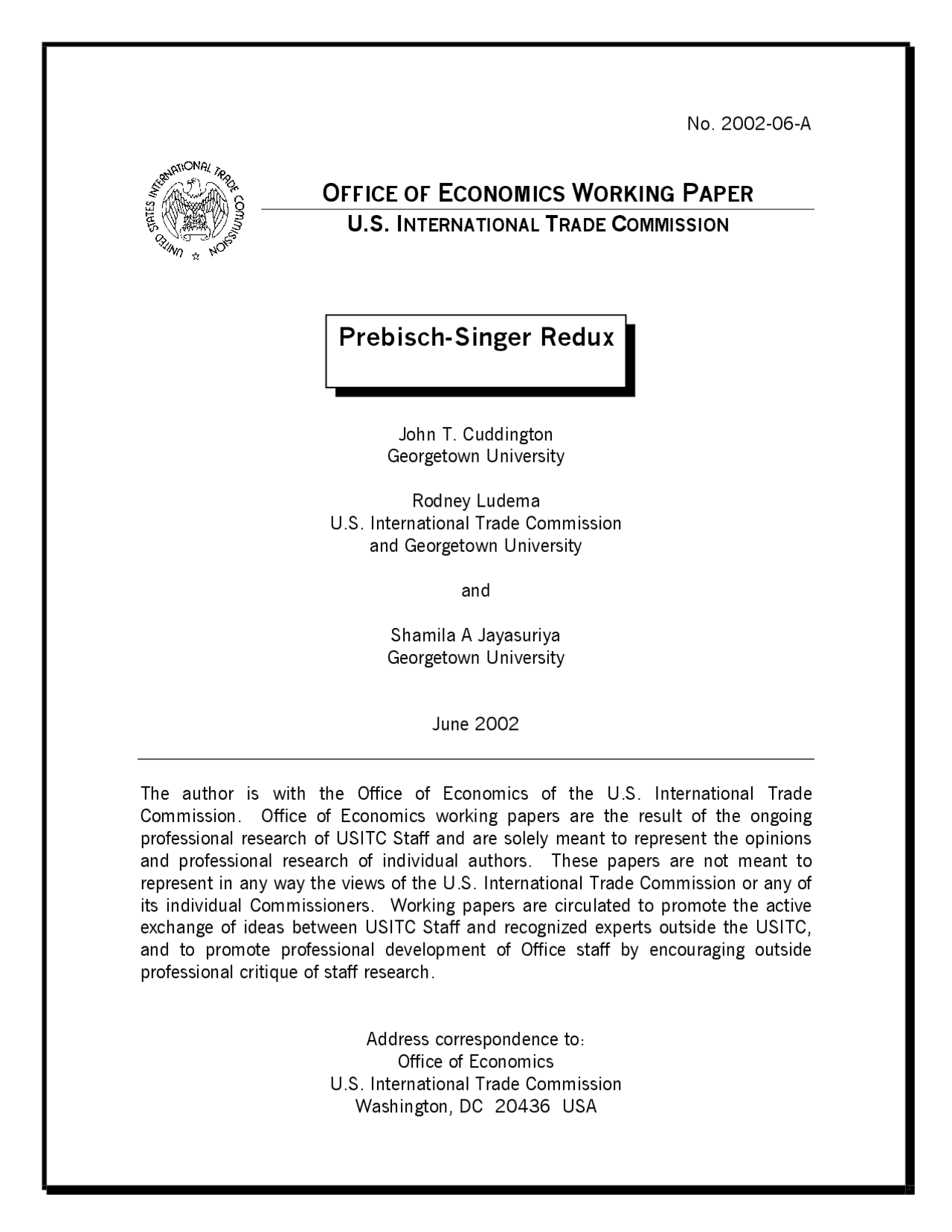 Prebisch-Singer Redux | Exams Statistics | Docsity