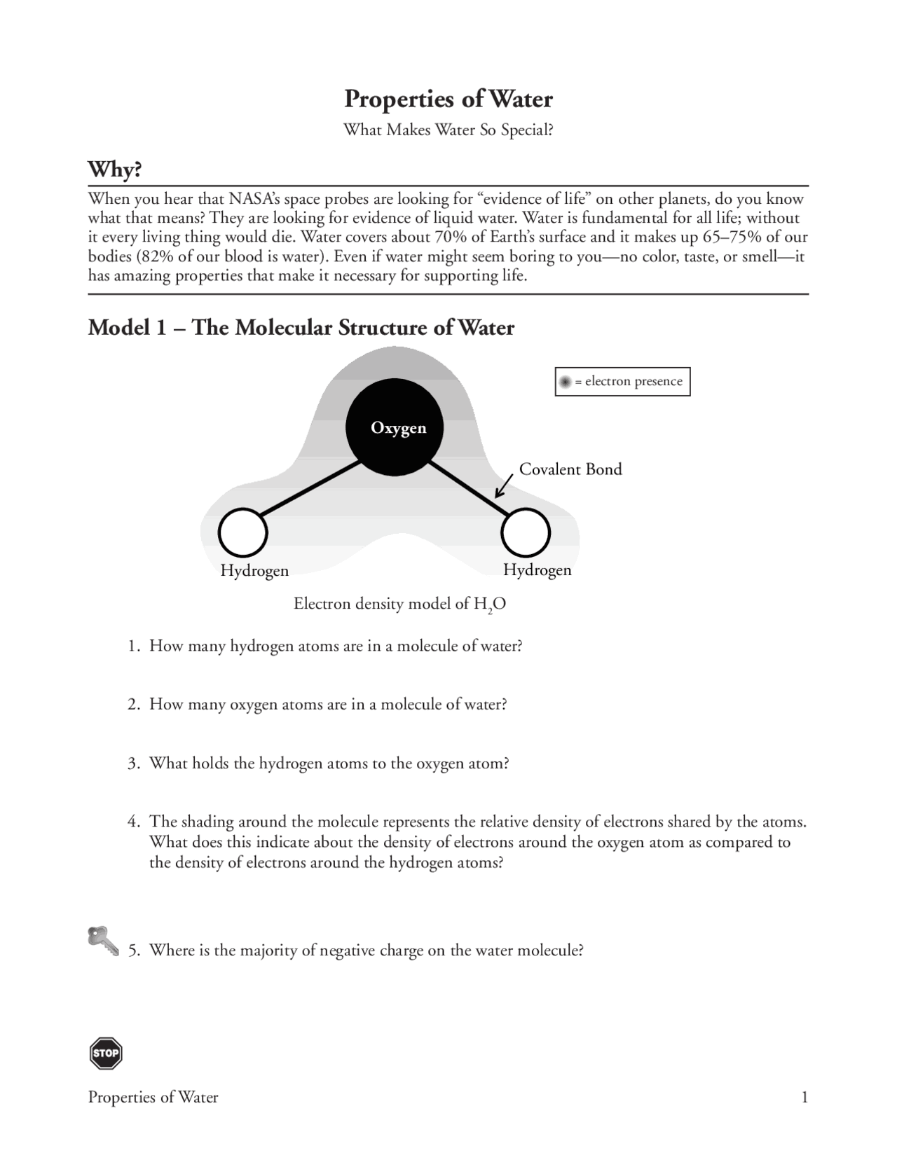 Properties of Water POGIL.pdf | Study notes Molecular Structure | Docsity