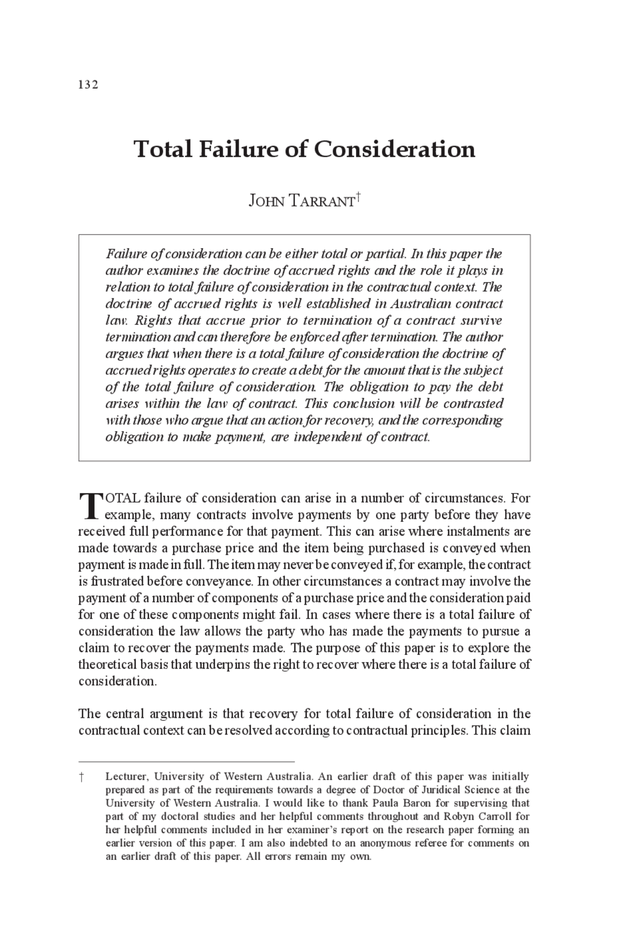 Total Failure of Consideration: A Contractual Debt | Study notes Law ...