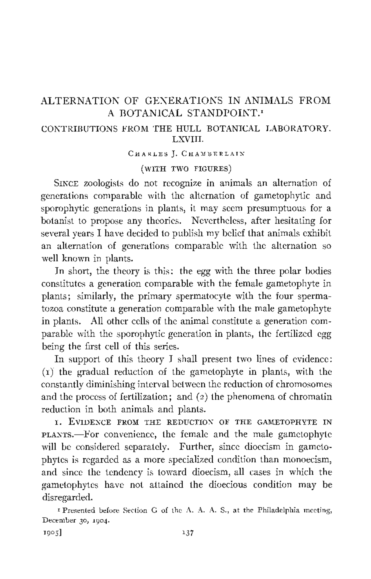Botanist's Theory of Alternation of Generations in Animals | Study ...