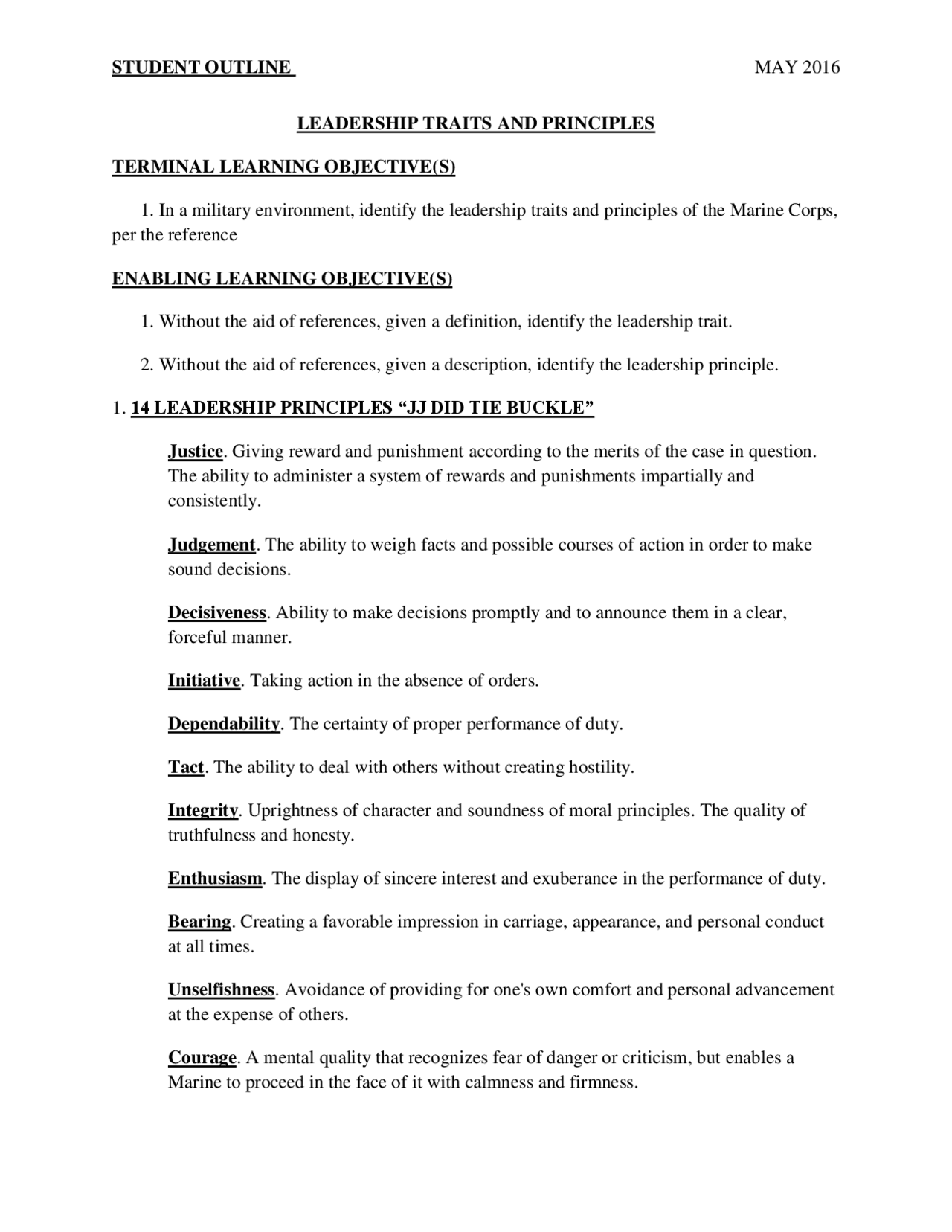 Leadership Traits and Principles: Marine Corps Edition | Study notes ...