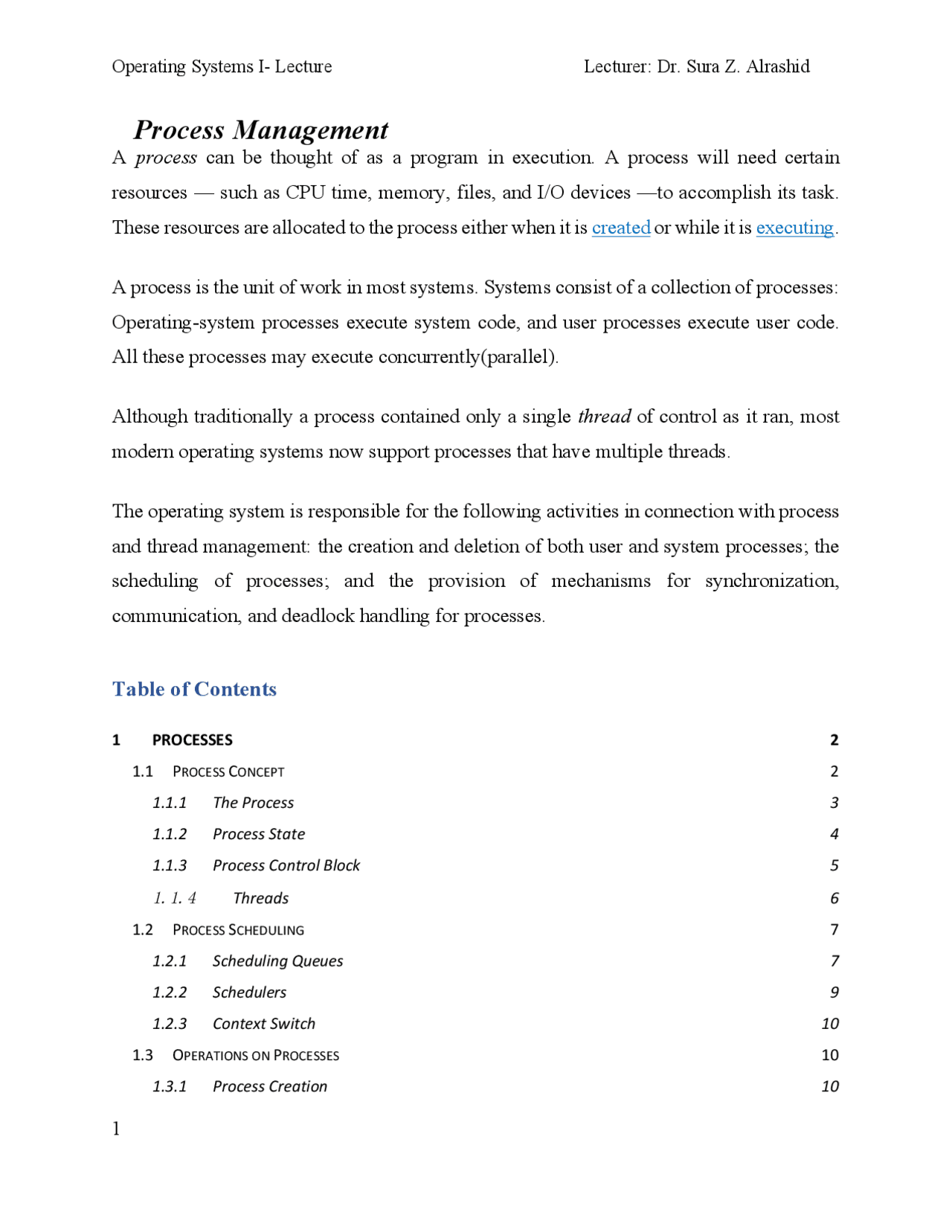 Process Management Exercises Operating Systems Docsity