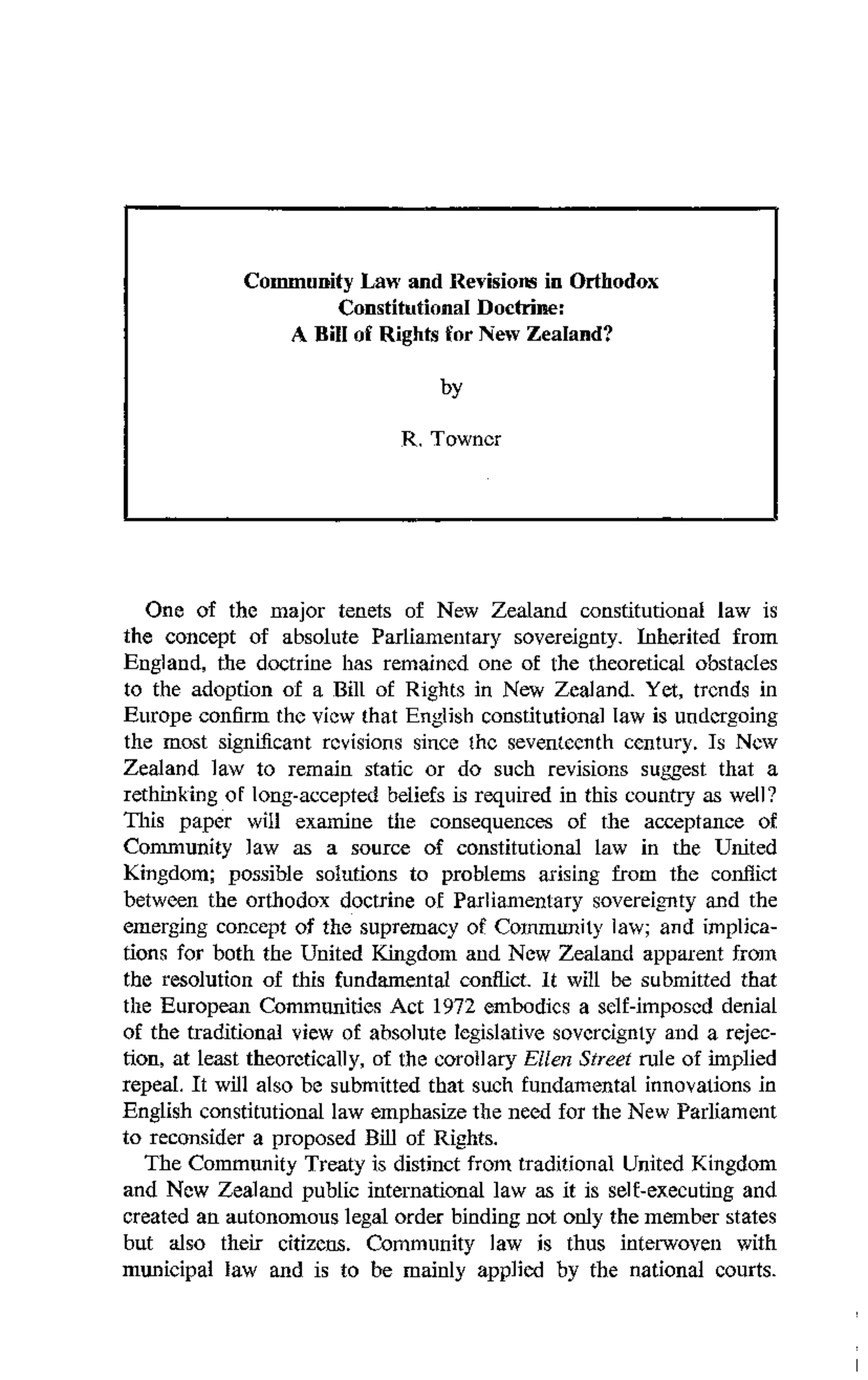 Community Law And Revisions In Orthodox Lecture Notes Law Docsity