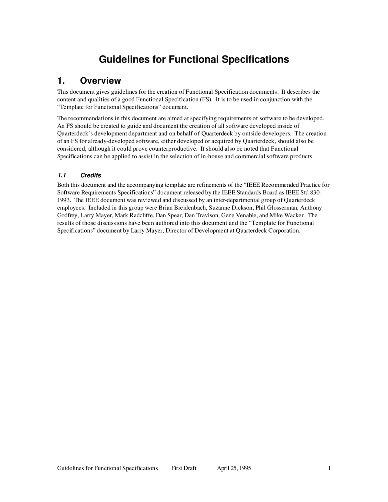 Functional Specification Document for Software Development at ...