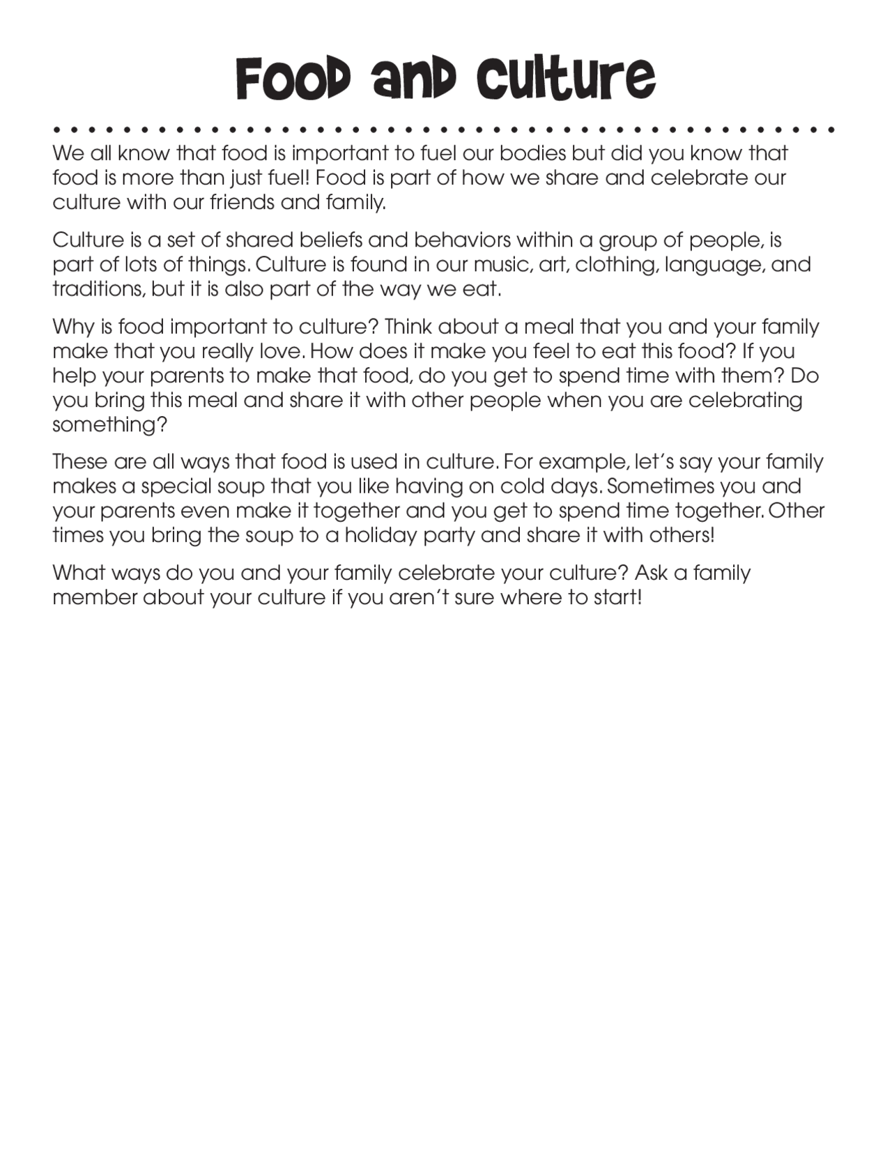 Food and Culture | Lecture notes Music | Docsity