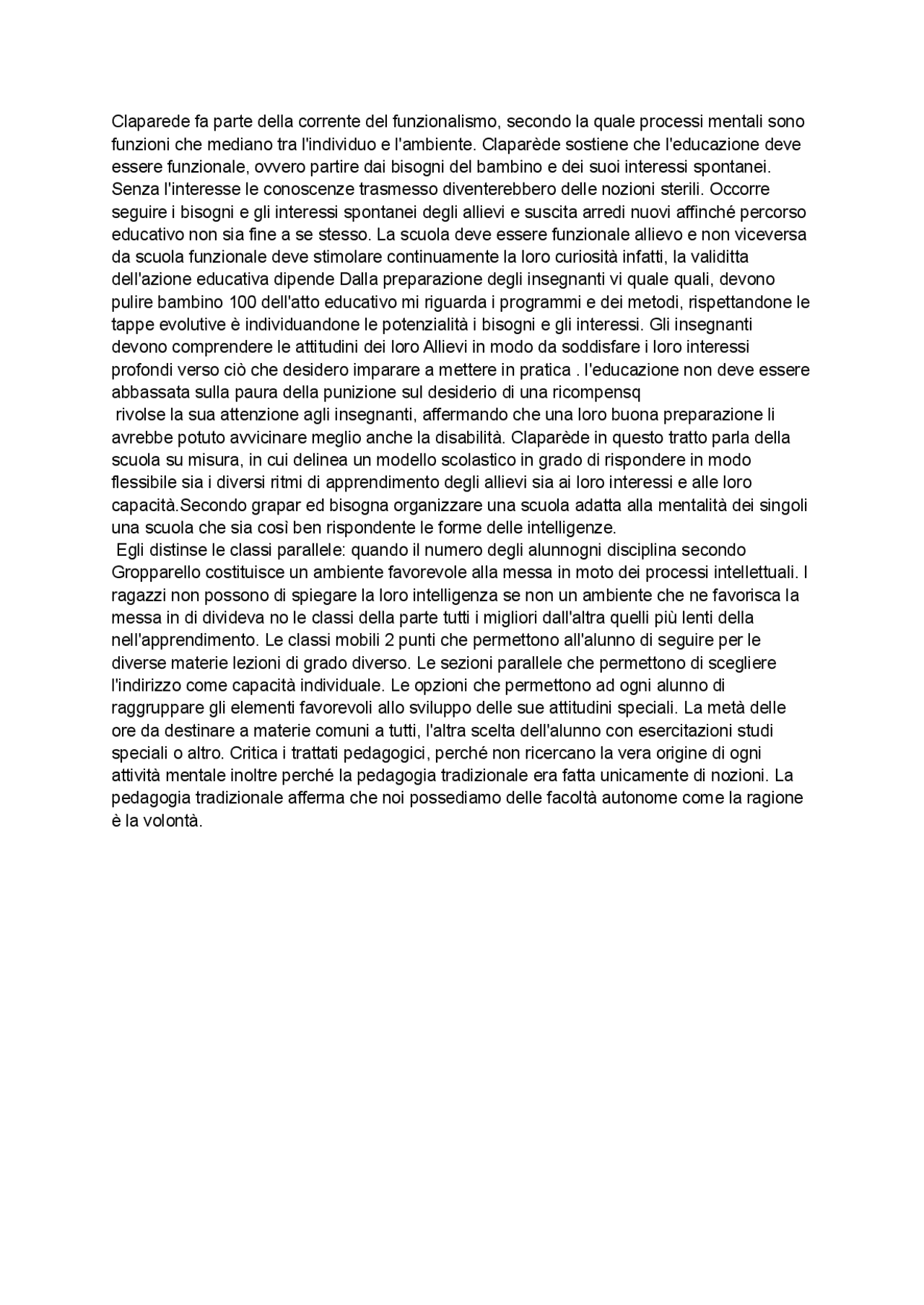 Claparede Appunti Scienze Umane Schemi E Mappe Concettuali Di Scienze