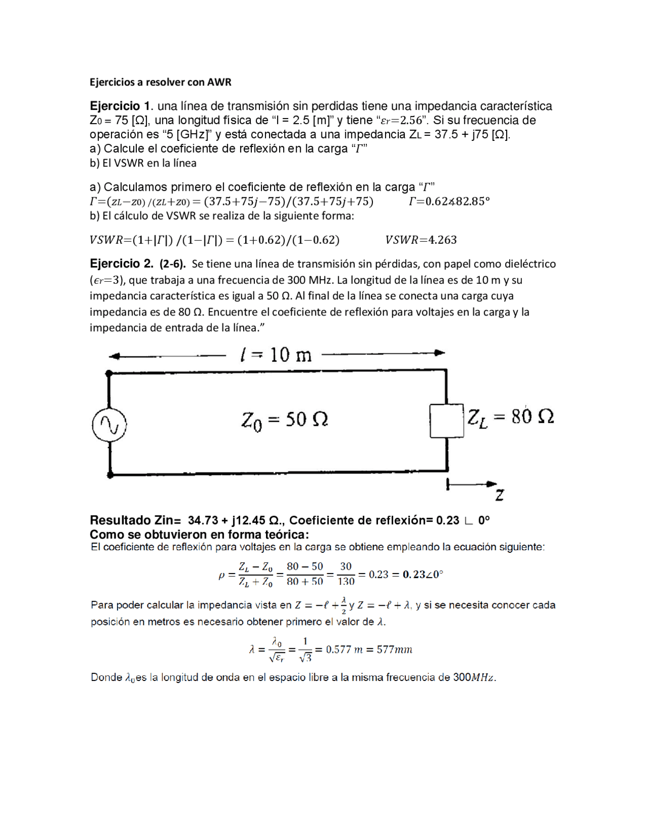 Ejercicios de líneas de Transmisión | Ejercicios de Sistemas de ...