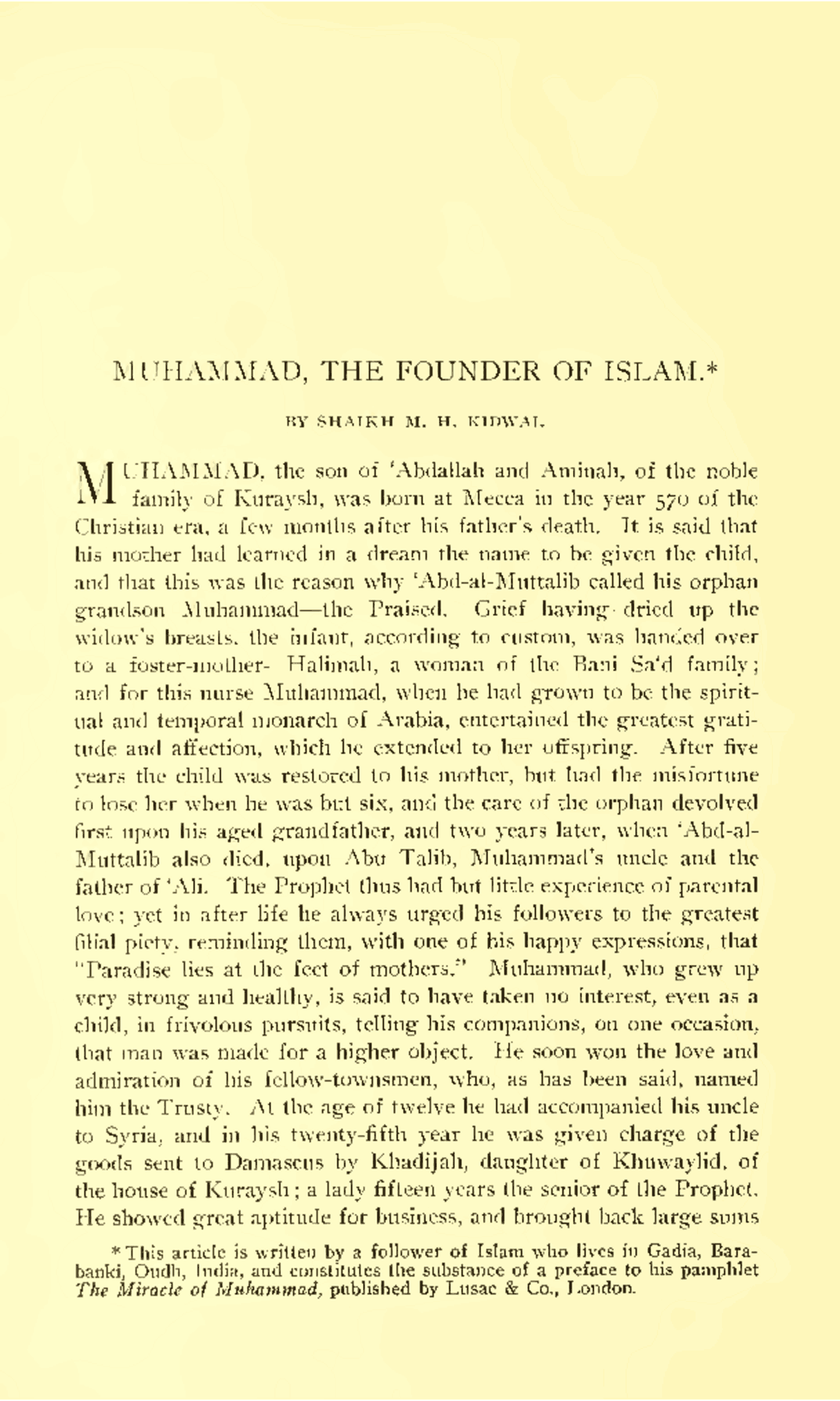 Muhammad, the Founder of Islam. | Study notes Religion | Docsity