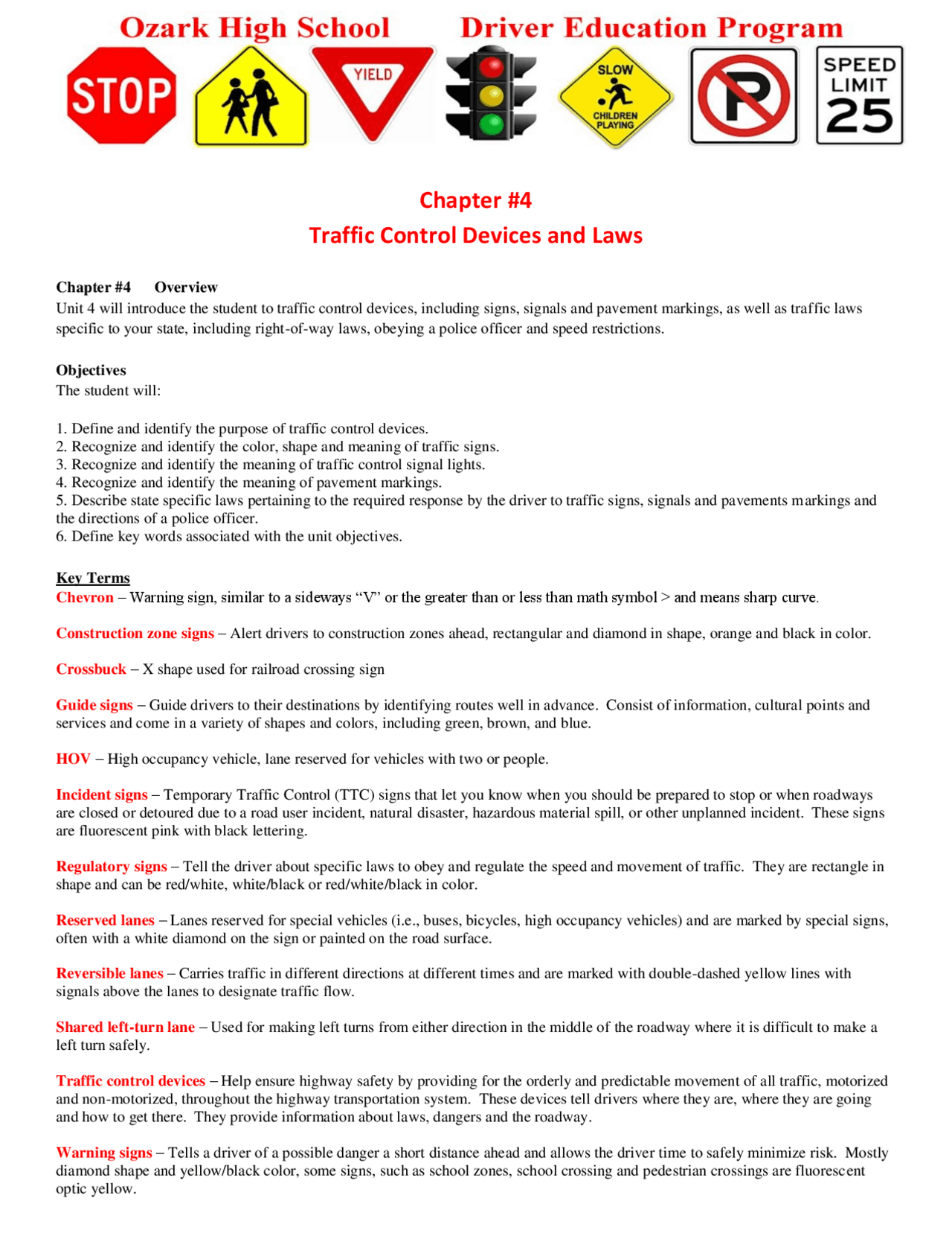 Chapter 4 Traffic Control Devices And Laws Lecture Notes Law Docsity