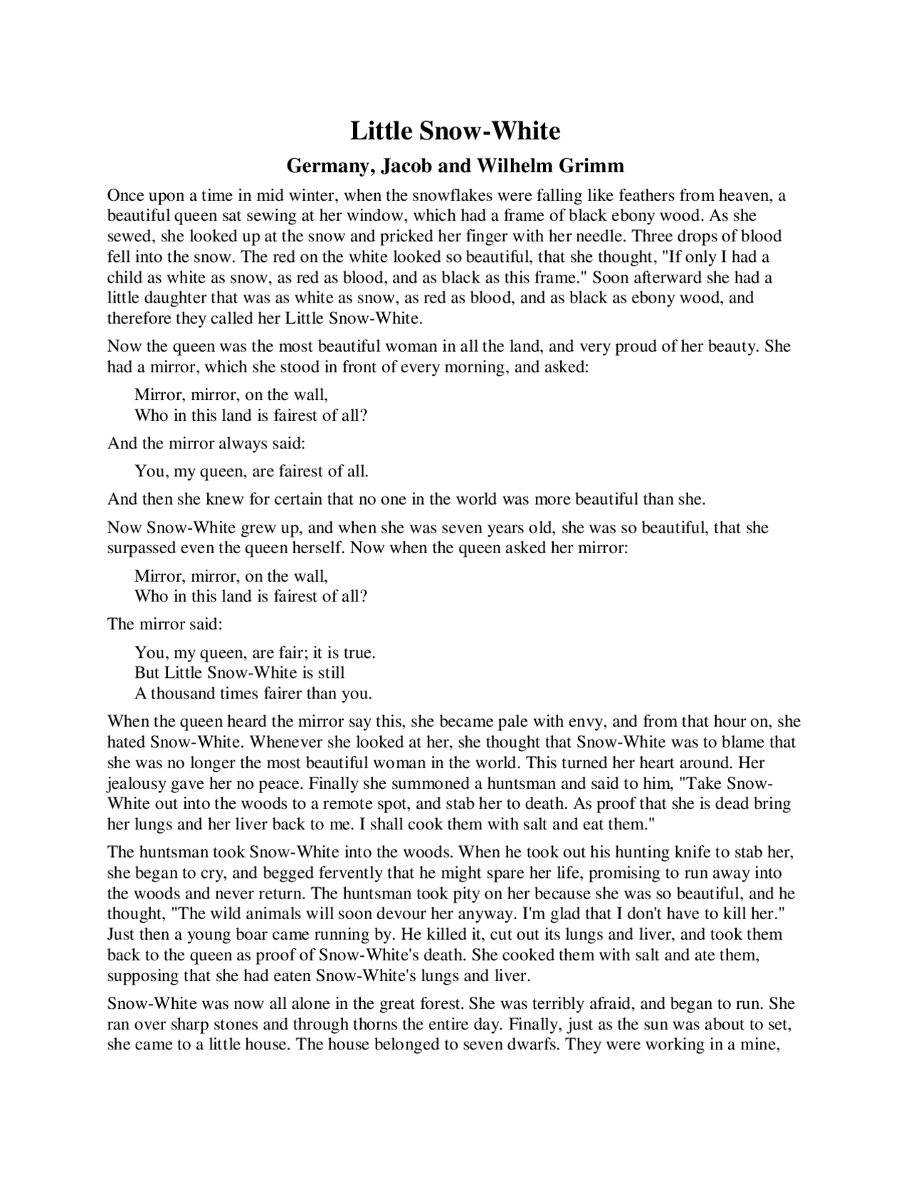 Little Snow-White | Study notes Dance | Docsity