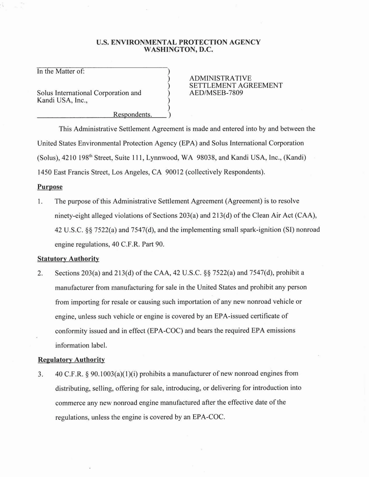 EPA's Solus International Settlement Agreement | Lecture notes Finance ...