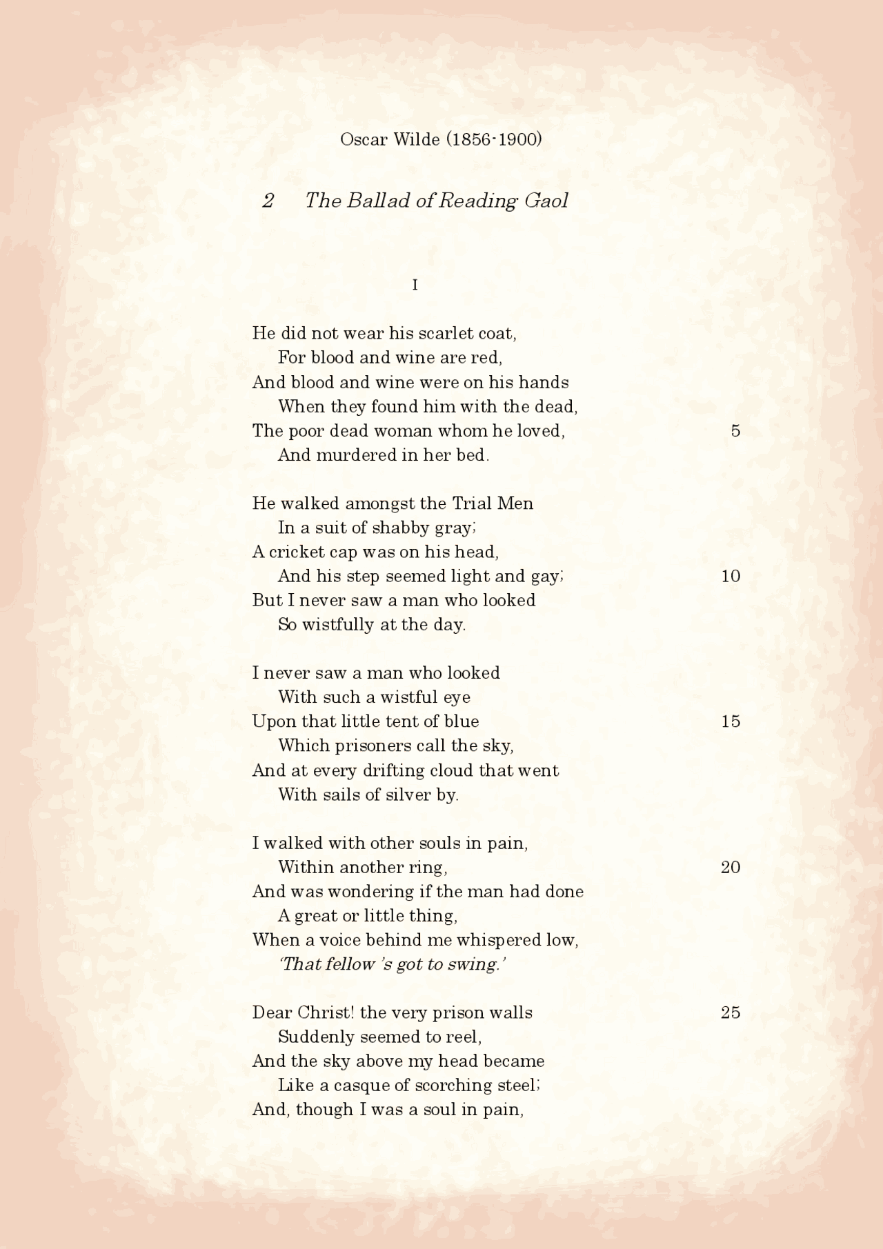 2 The Ballad of Reading Gaol | Study notes Dance | Docsity