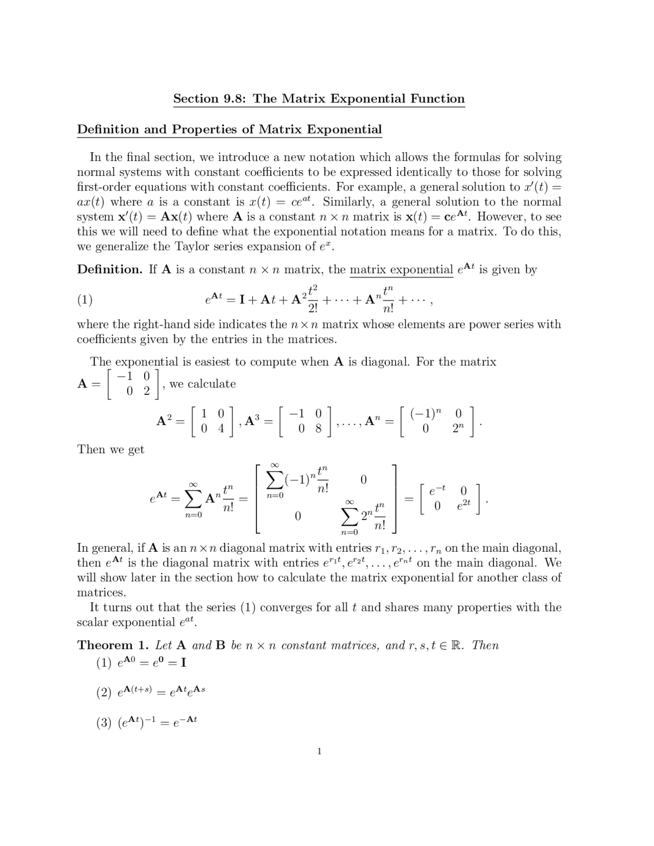 Matrix Exponential Function: Definition, Properties, and Calculation ...