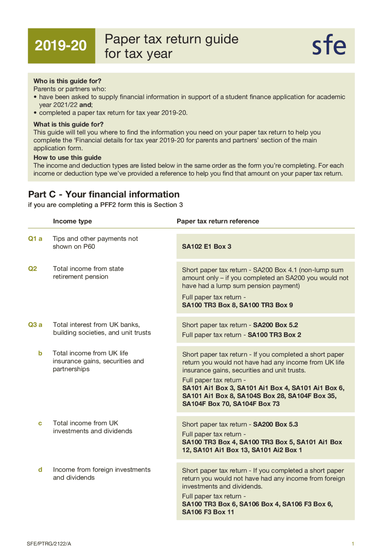 Paper tax return guide for tax year 2019-20 | Exams Finance | Docsity