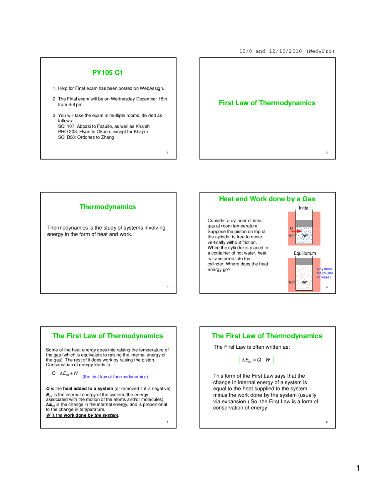 First Law of Thermodynamics | Study notes Thermodynamics | Docsity