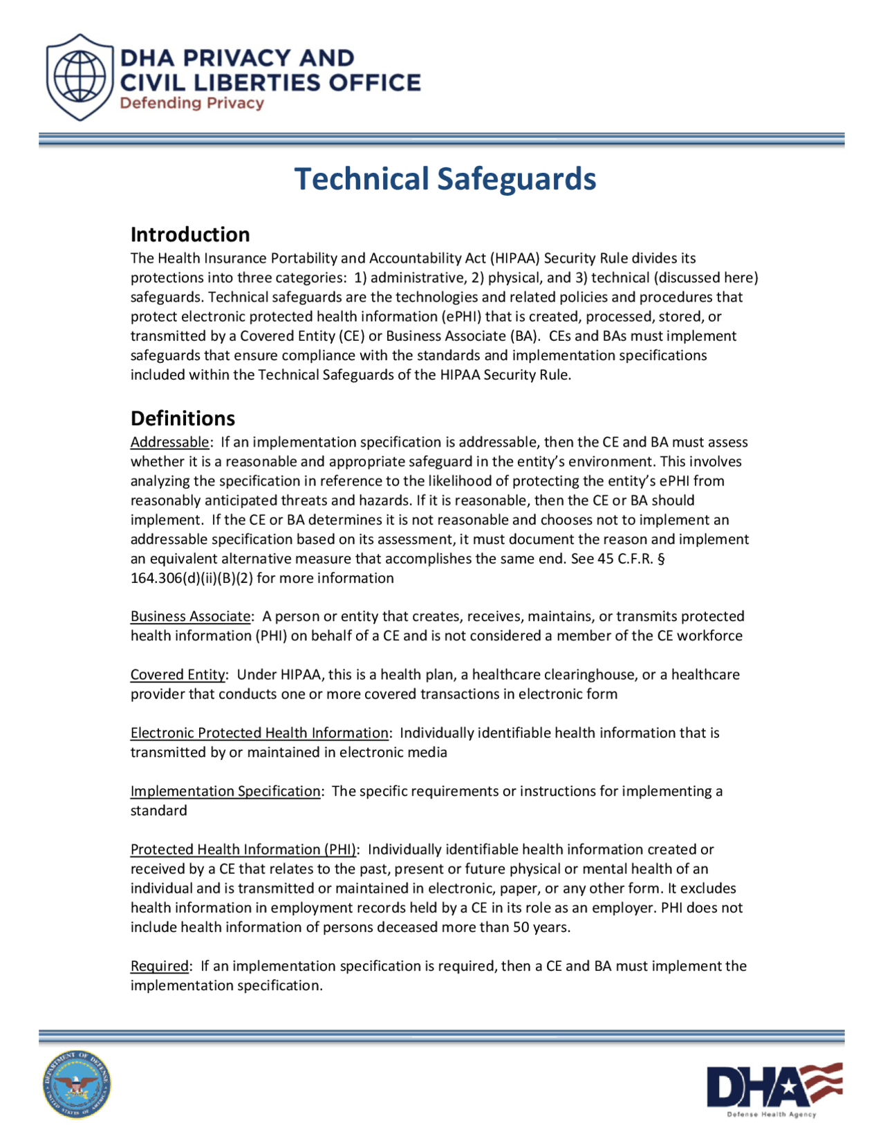 Technical Safeguards | Health.mil | Study Guides, Projects, Research ...
