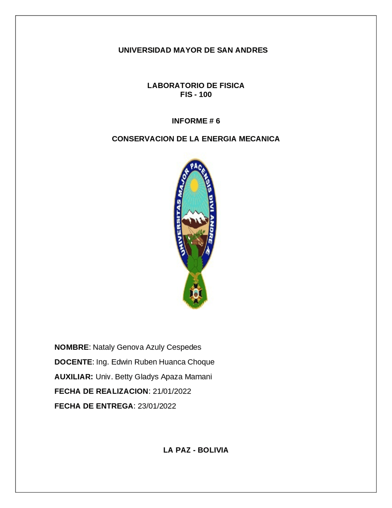Informe De Laboratorios Apuntes De Física Docsity