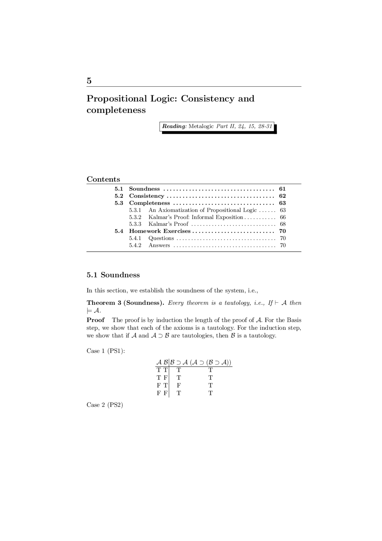 5 Propositional Logic Consistency And Completeness Lecture Notes Logic Docsity