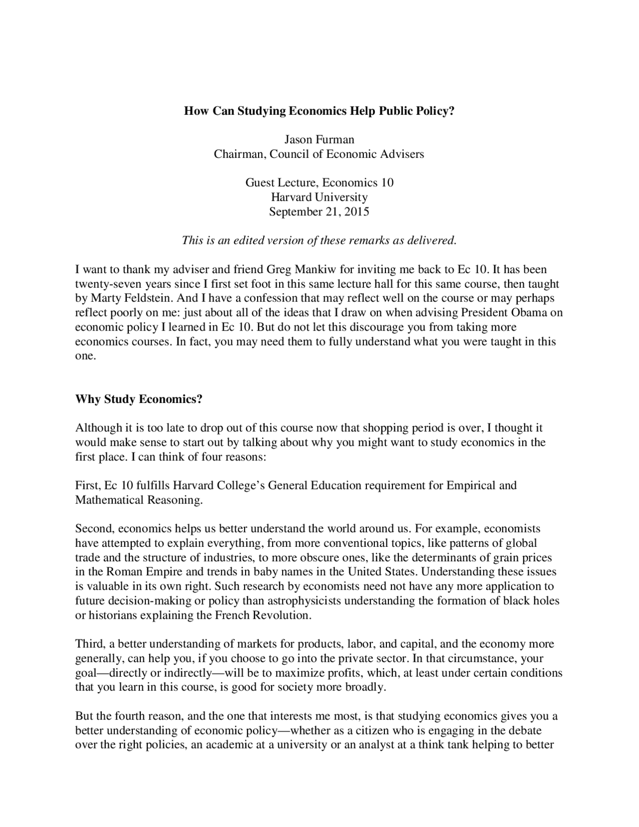 How Can Studying Economics Help Public Policy? | Summaries Economics | Docsity