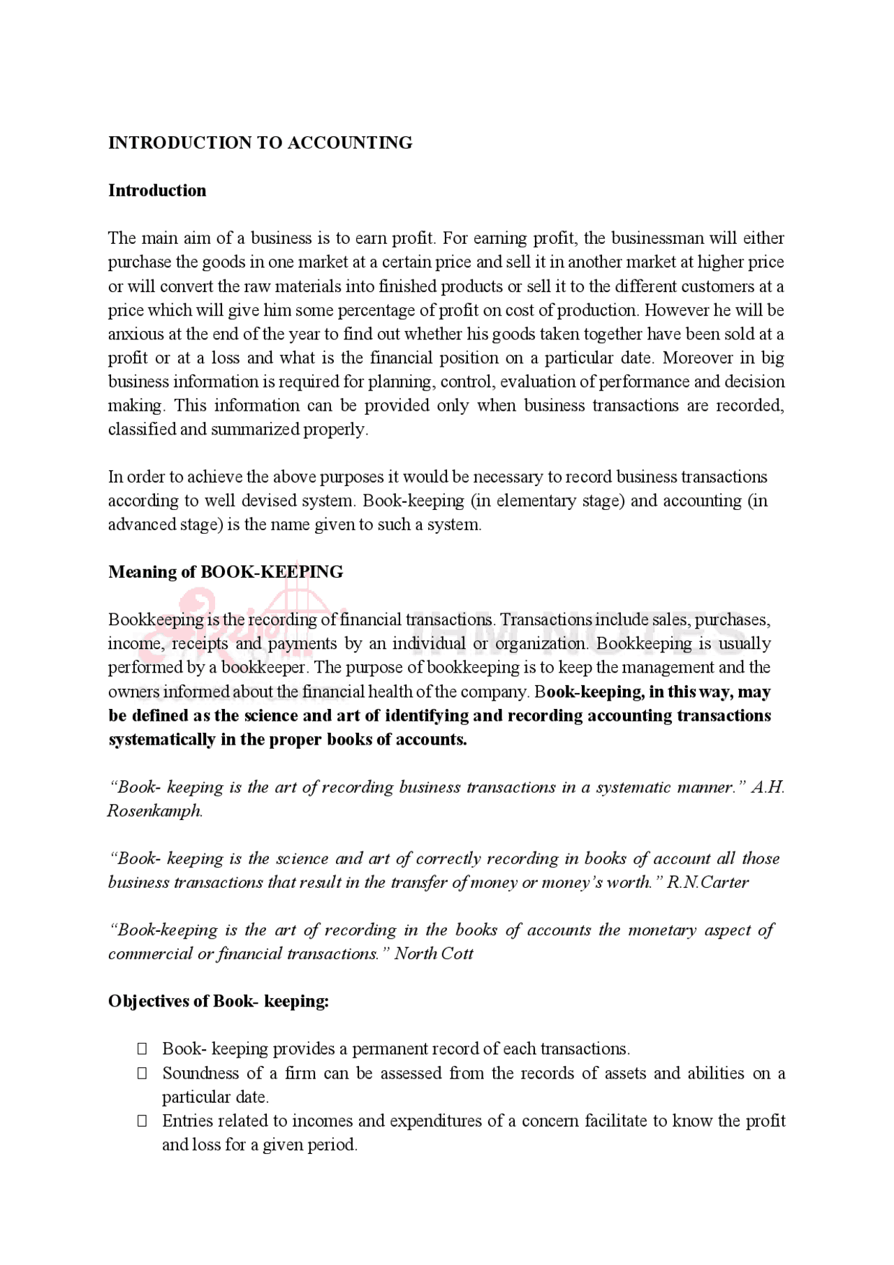 Introduction to Accounting | Study notes Accounting | Docsity