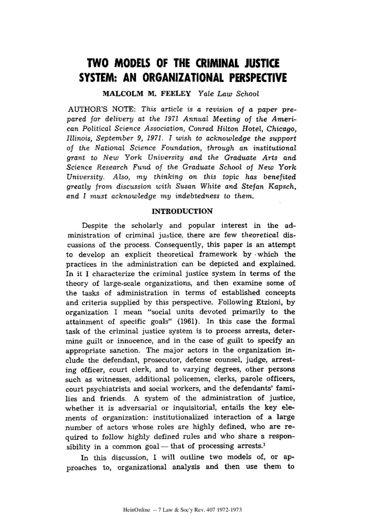 TWO MODELS OF THE CRIMINAL JUSTICE SYSTEM | Exercises Criminal Justice ...