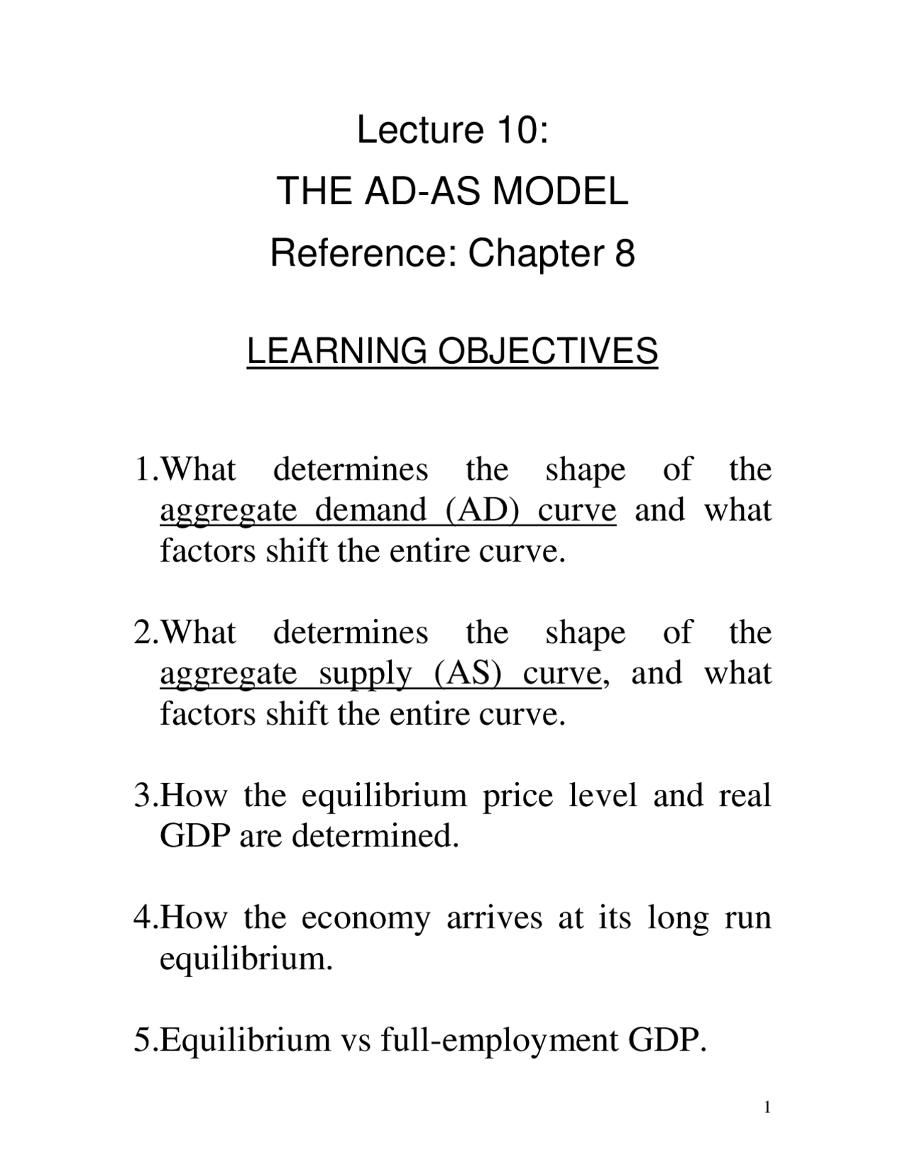 Understanding the AD-AS Model: Determinants of Demand, Supply ...