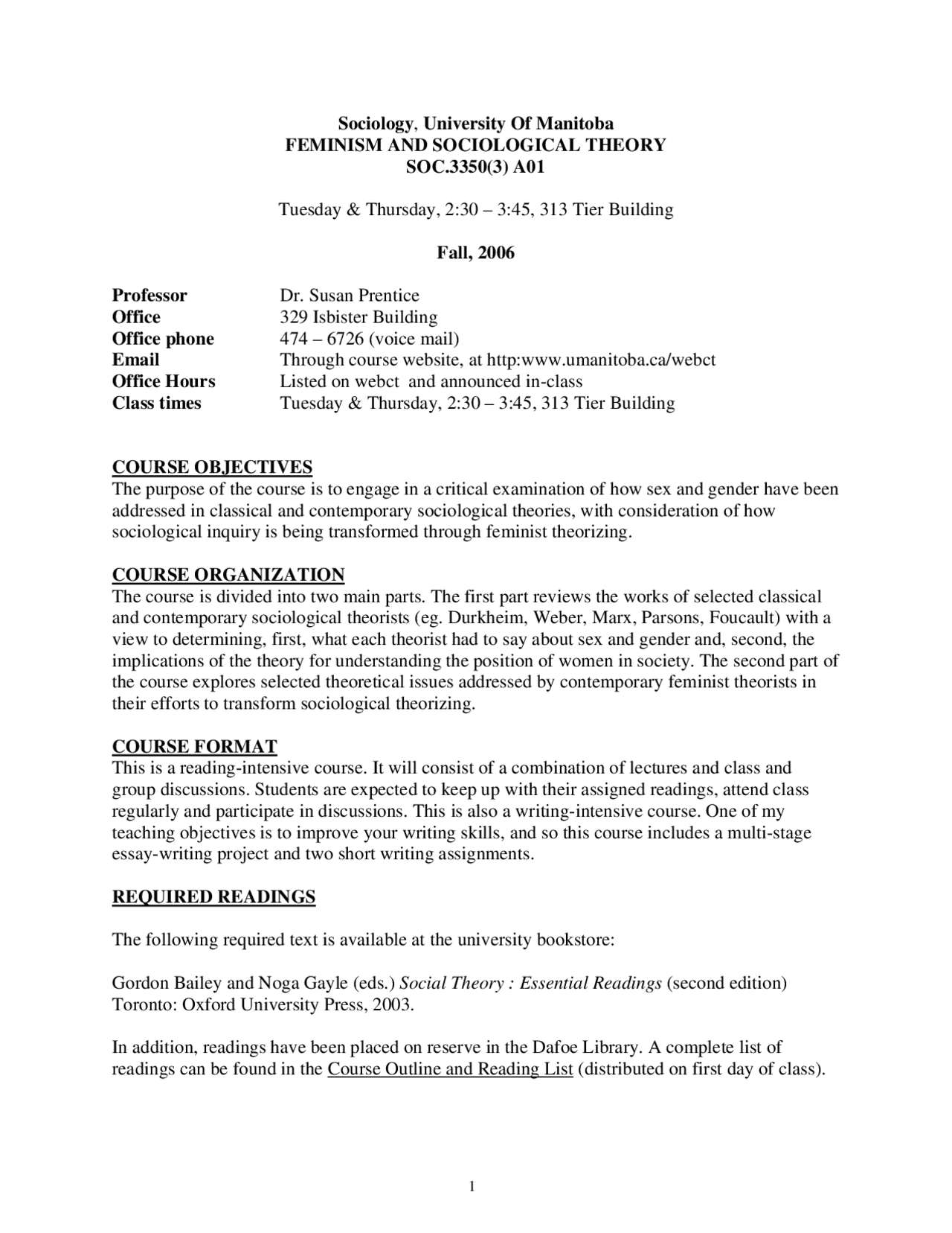 Feminism And Sociological Theory Soc33503 A01 Lecture Notes