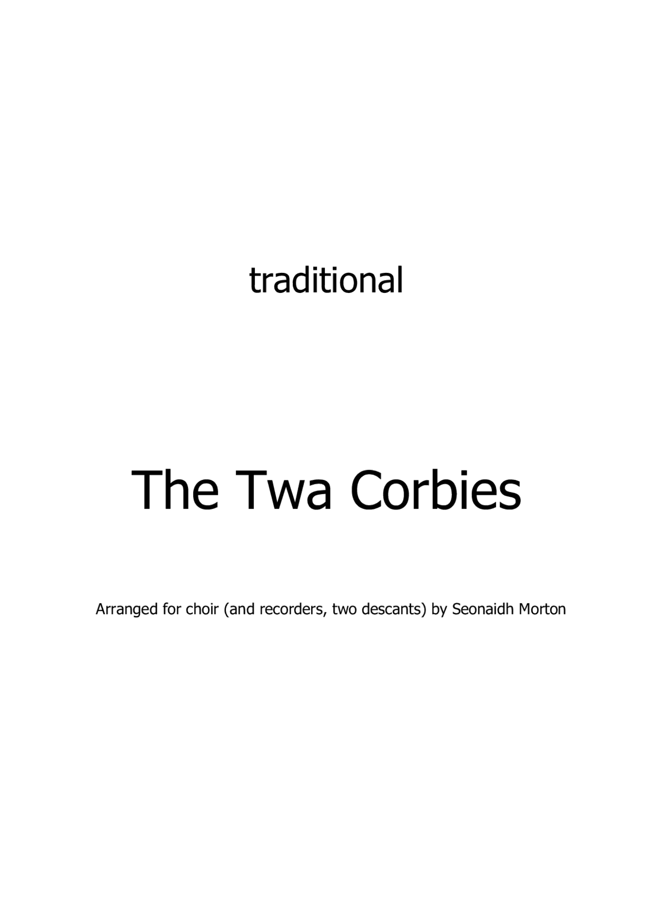 The Twa Corbies: A Traditional Scottish Ballad | Lecture notes Music ...