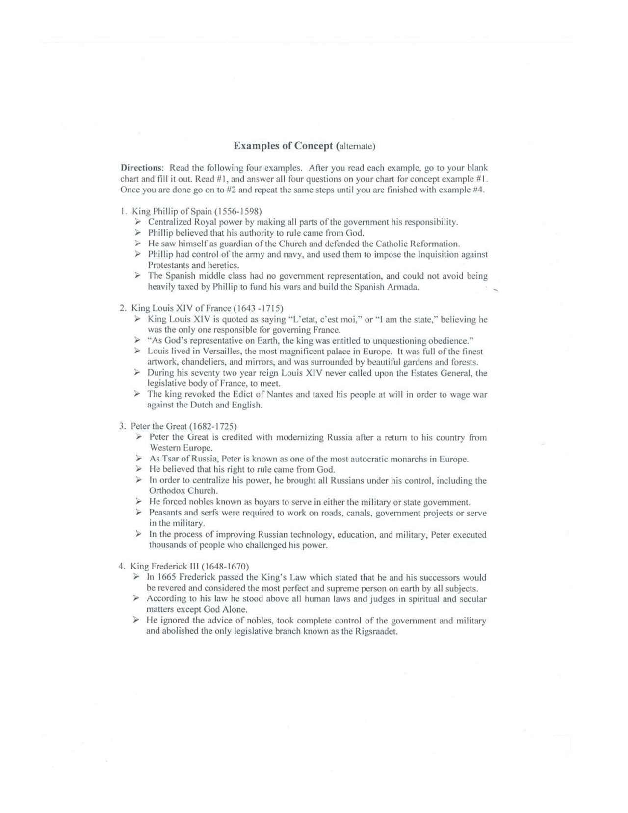 Examples of Concept (alternate) | Slides History | Docsity