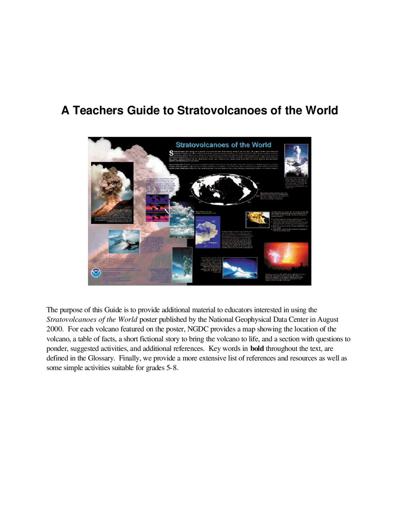 A Teachers Guide to Stratovolcanoes of the World | Lecture notes French ...