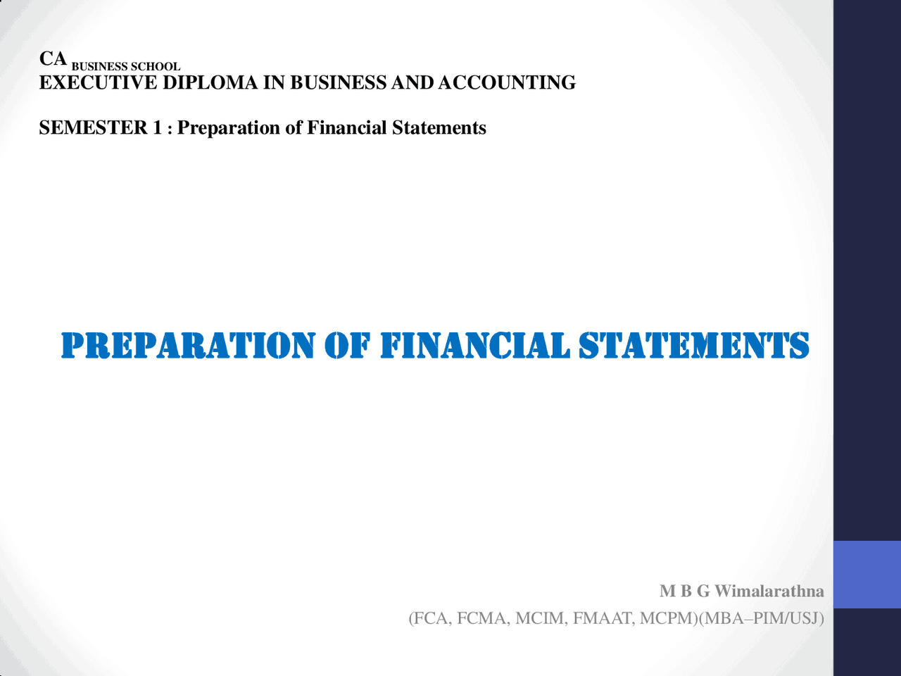 Preparation Of Financial Statements Lecture Notes Accounting Docsity