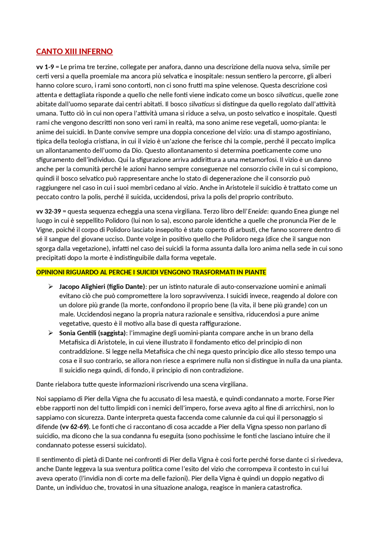 Divina commedia canto XIII inferno | Appunti di Letteratura Italiana ...